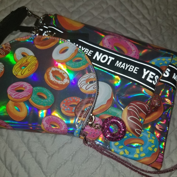 Accessories | Holographic Donut Pouch Set Retro Cute | Poshmark